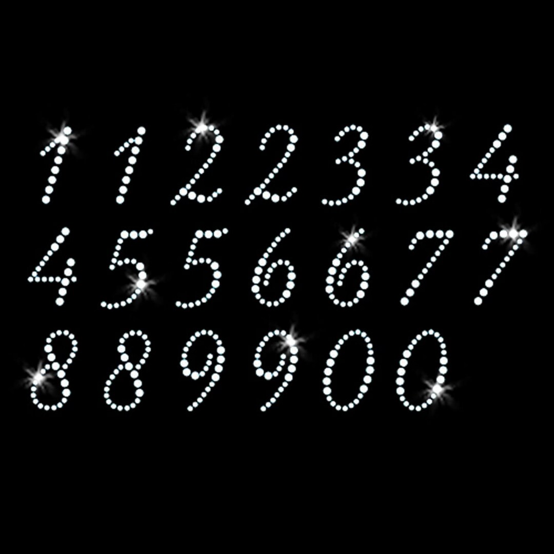 Script Numbers Iron-on Rhinestone Transfer DIY Bling - Etsy