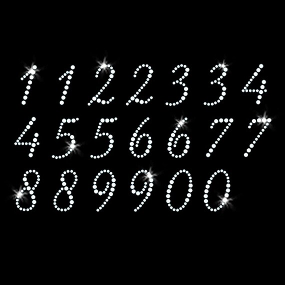 Script Numbers Iron-on Rhinestone Transfer DIY Bling - Etsy