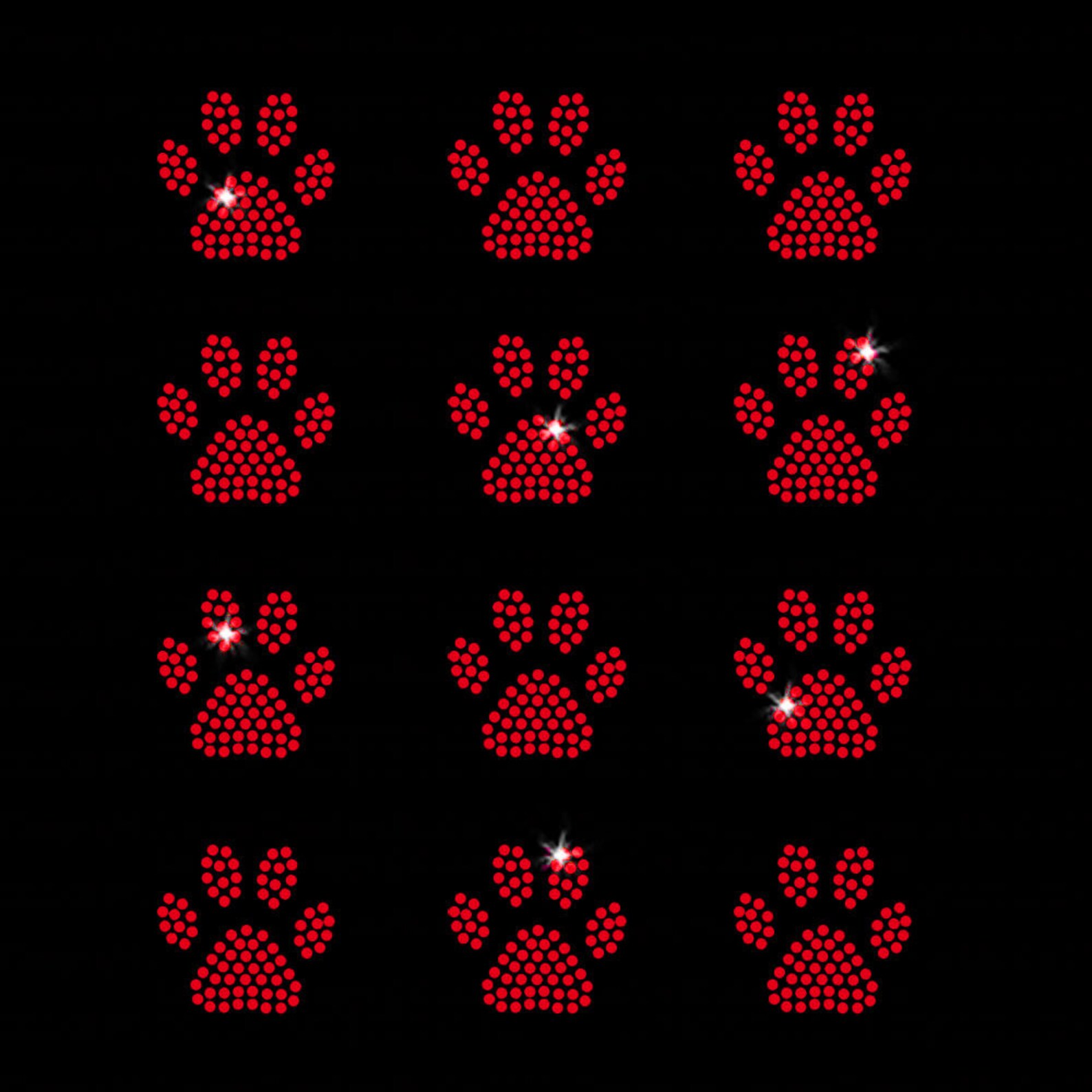 Set of 12 Red Mini Paw Print Dog Cat Iron-on Rhinestone - Etsy