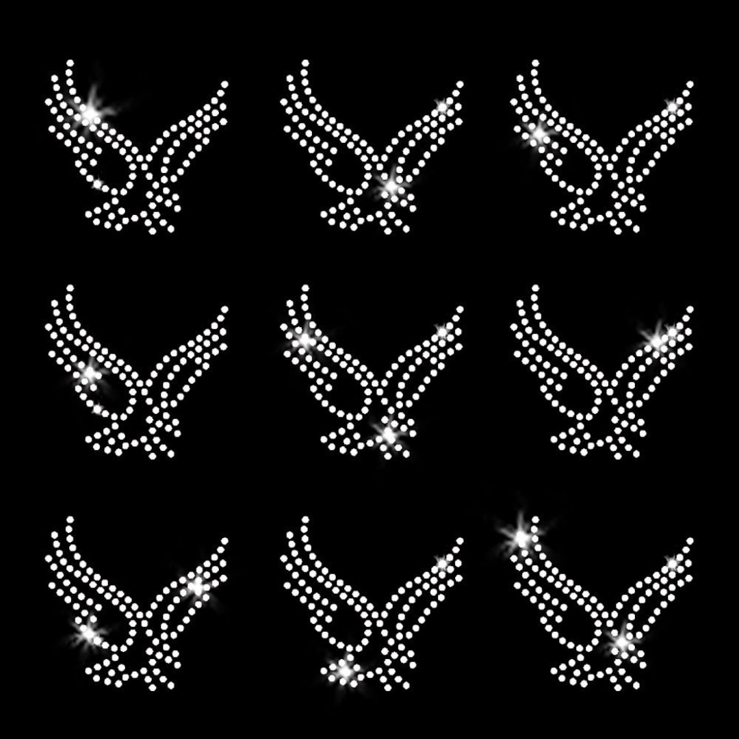 Eagles Mascot Set of 9 Small Cheer Ribbon Iron-on Bling Rhinestone ...