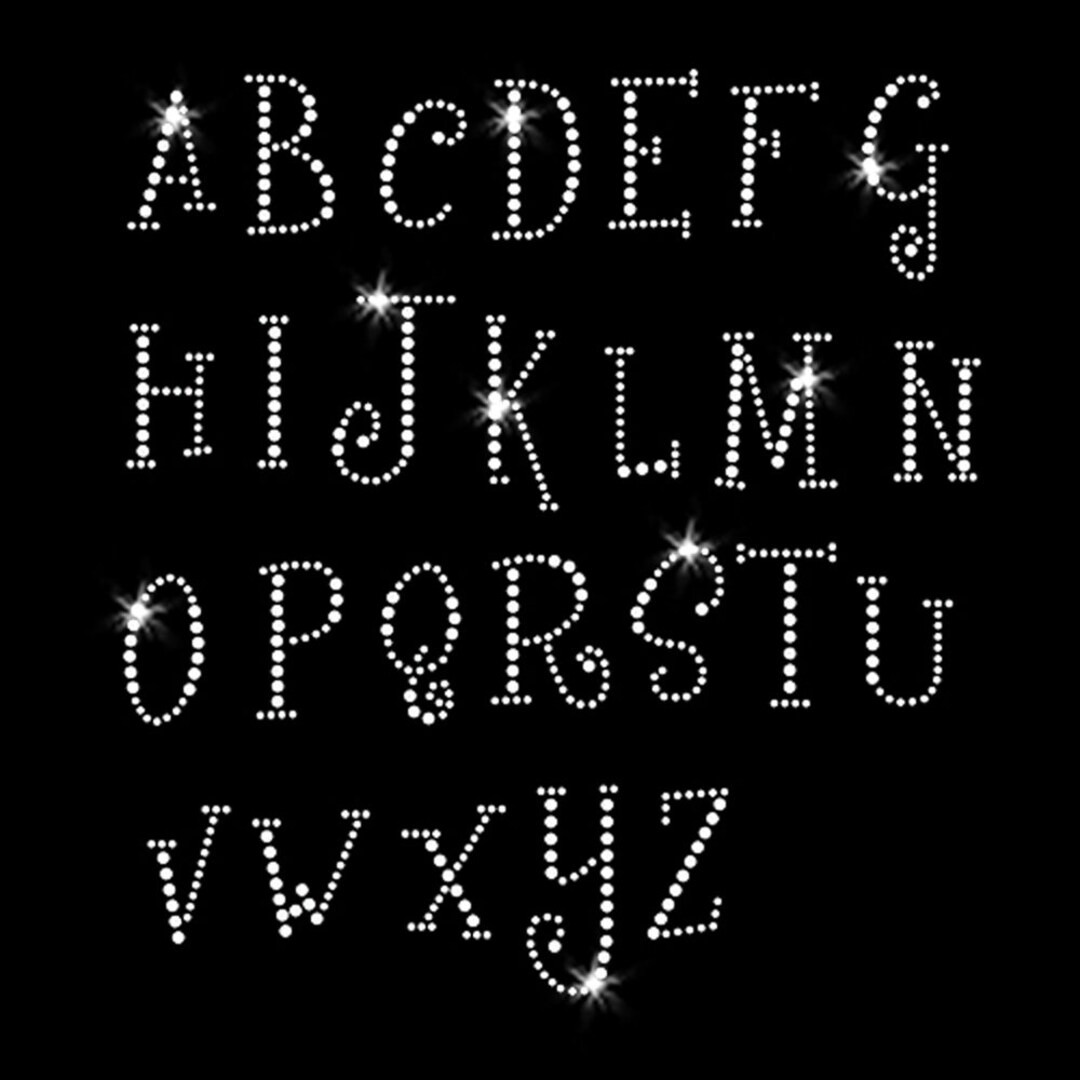 Girly Font Uppercase Alphabet Letters Sparkly Crystals Iron-on ...