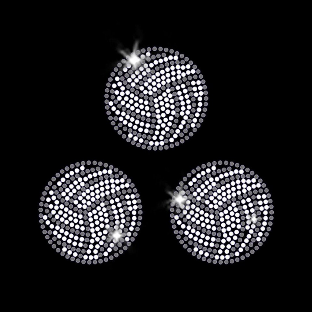 Set of 3 Volleyball Balls Sparkly Small Bling Iron-on Clear Rhinestone ...