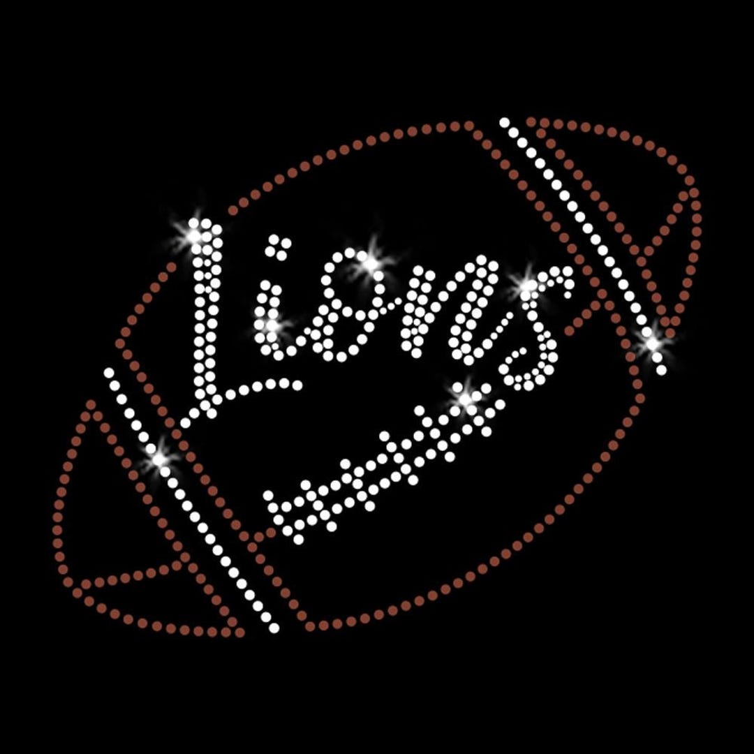 Lions Script Football Sparkly Bling Iron-on Clear Crystal Rhinestone ...