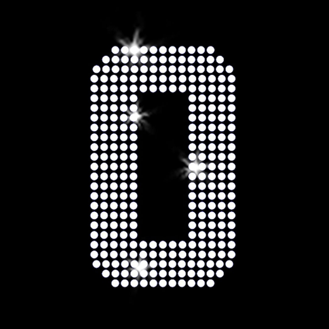 Large Jersey Number 0 Sparkly Zero Crystals Iron-on Rhinestone Heat ...