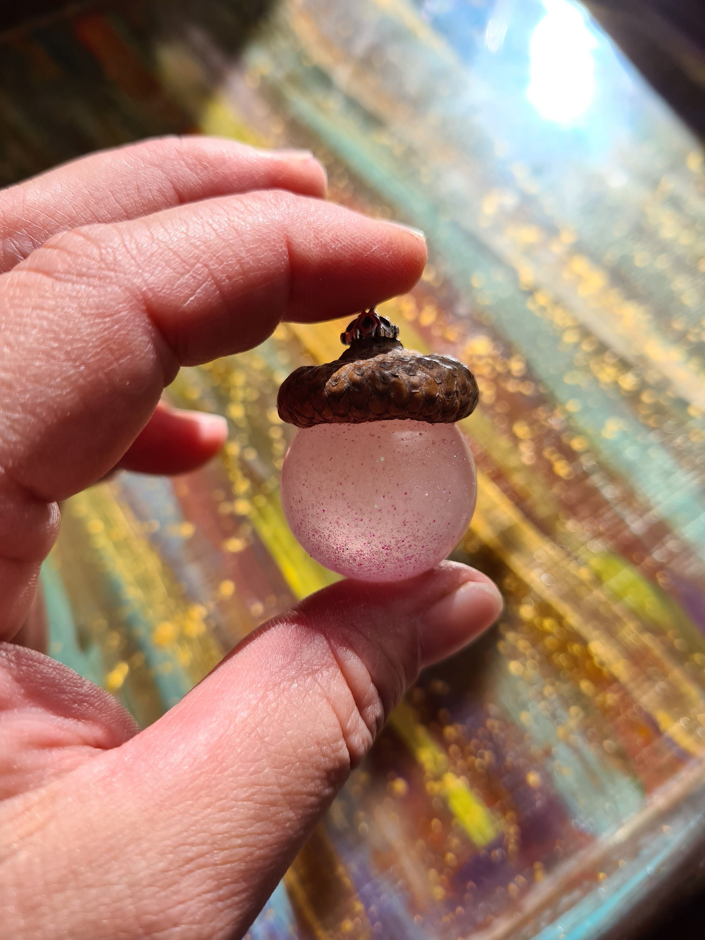 Real Acorn Head Pendant Resin Glow in Dark Glitters - Etsy