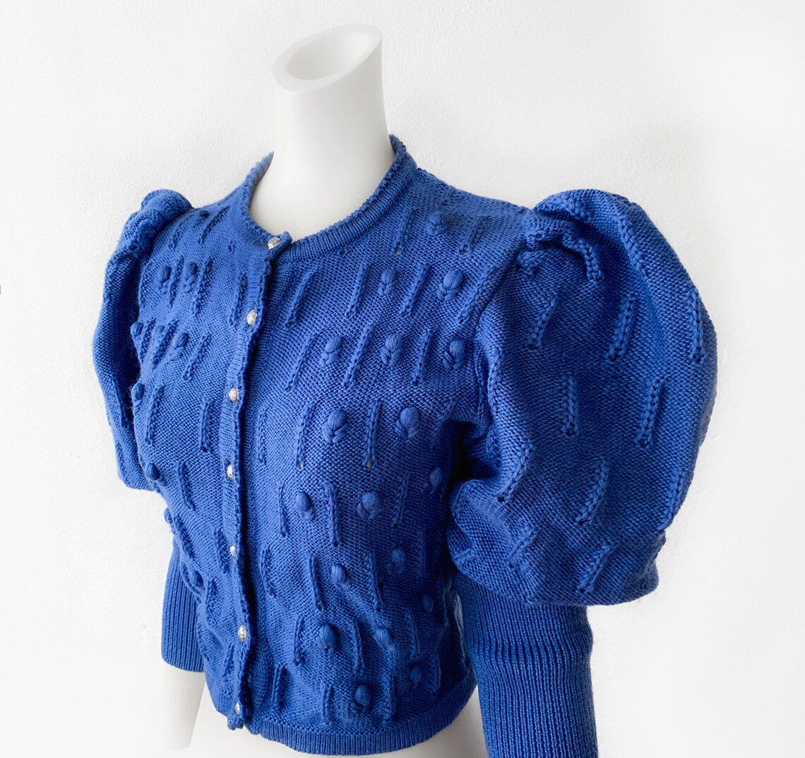 Beautiful Mutton Sleeve Puff Balloon Sleeve Cardigan Wool Knit - Etsy