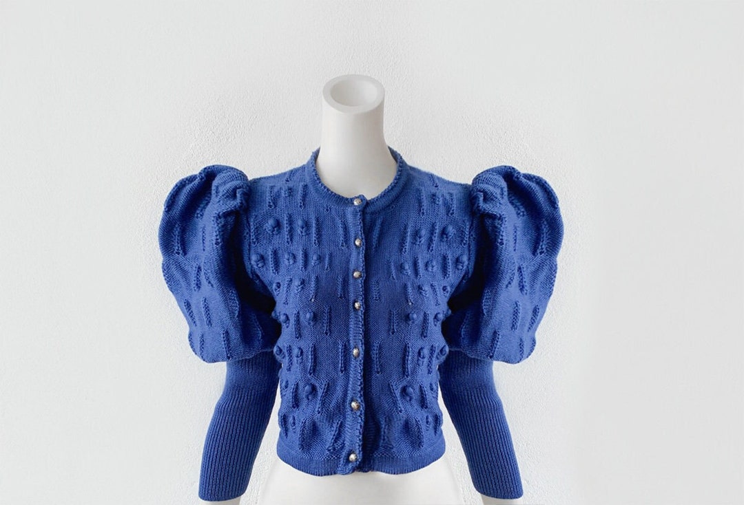 Beautiful Mutton Sleeve Puff Balloon Sleeve Cardigan Wool Knit Vintage ...