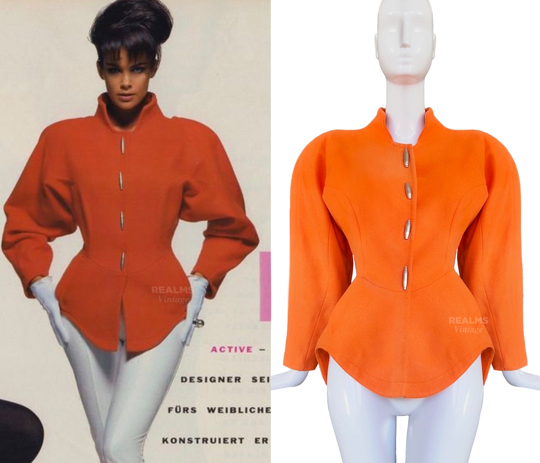 Thierry Mugler 1991 Archival Documented Sculptural Orange Jacket With ...