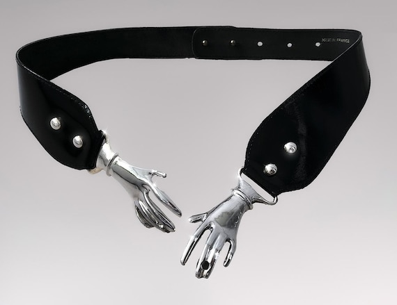 Rare Victorianstyle Clasped Hands Belt Silver Metal S… - Gem