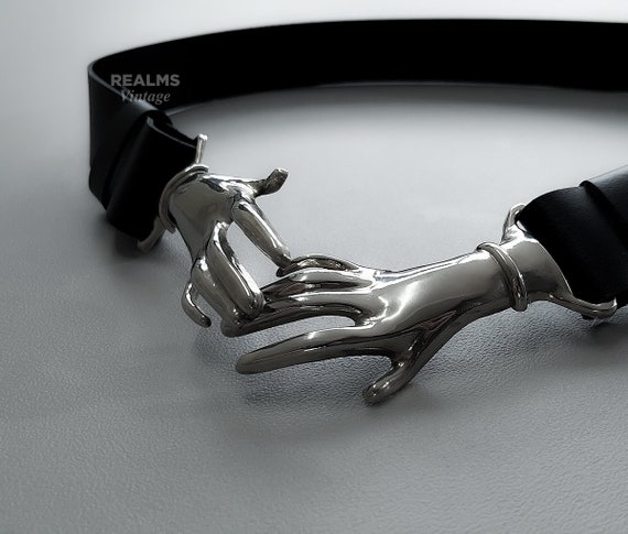 Rare Victorianstyle Clasped Hands Belt Silver Metal S… - Gem