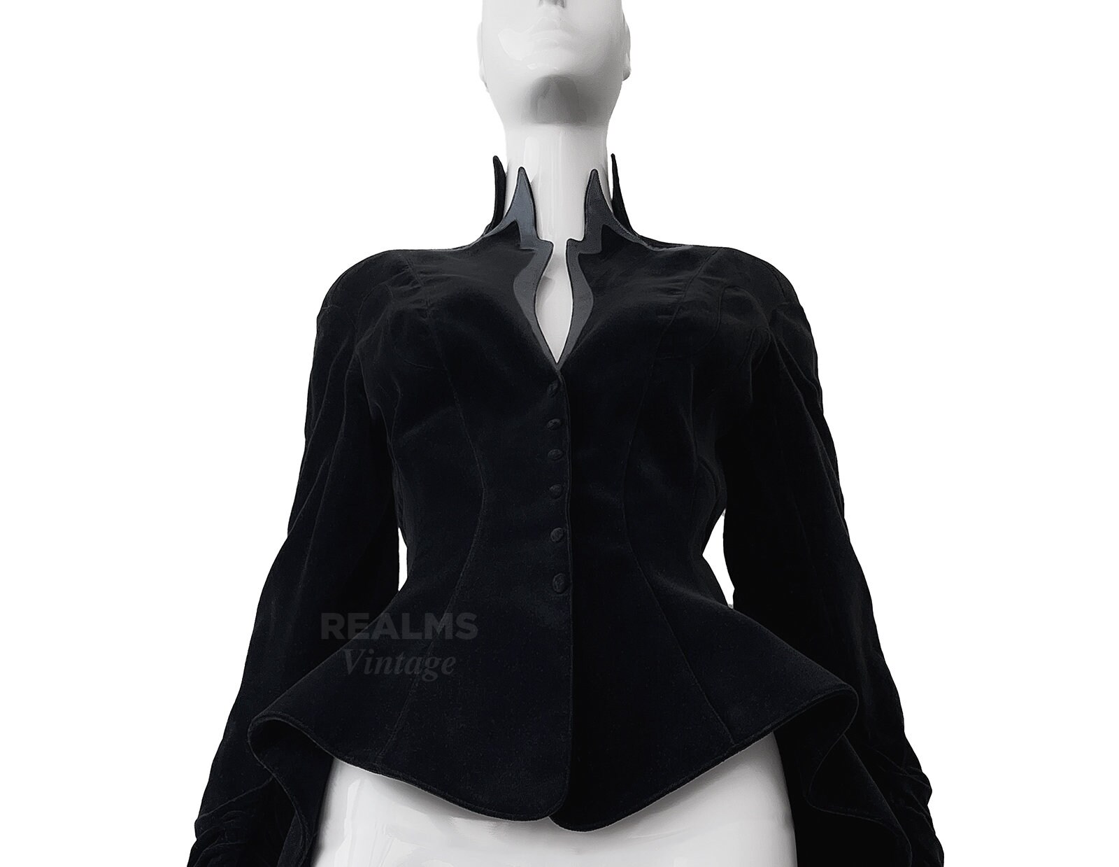 Thierry Mugler FW1995 Archival Dramatic Runway Silk Jacket Thierry Mugler FW1995 Archival Dramatic Runway Silk Jacket