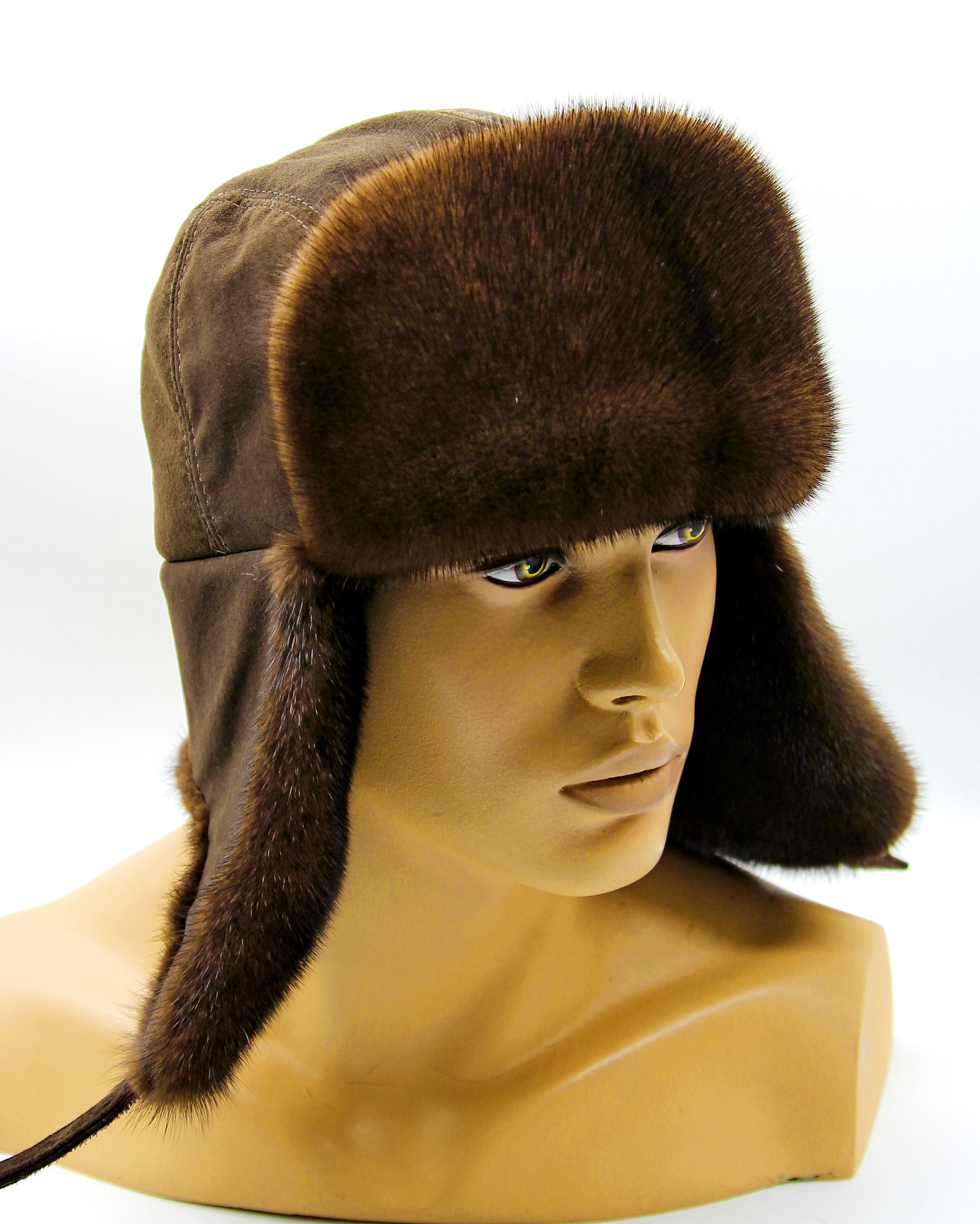 Mink Ushanka Men's Winter Hat of Fur and Suede - Etsy