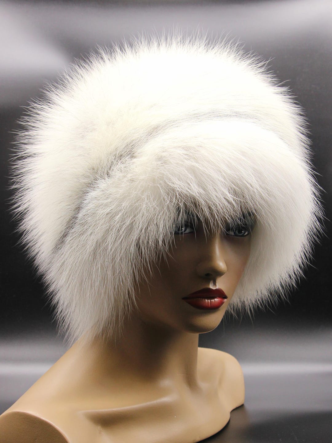 Fox Fur Hat Women Barbara Style Winter Real White Handmade Luxury ...