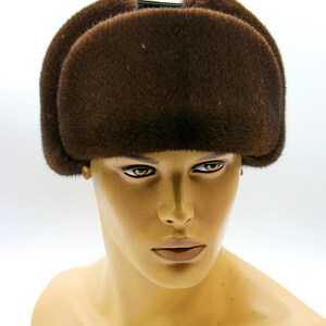 Fur Ushanka - Men's Winter Hat of Mink and Leather "youth" Pastel Color ...
