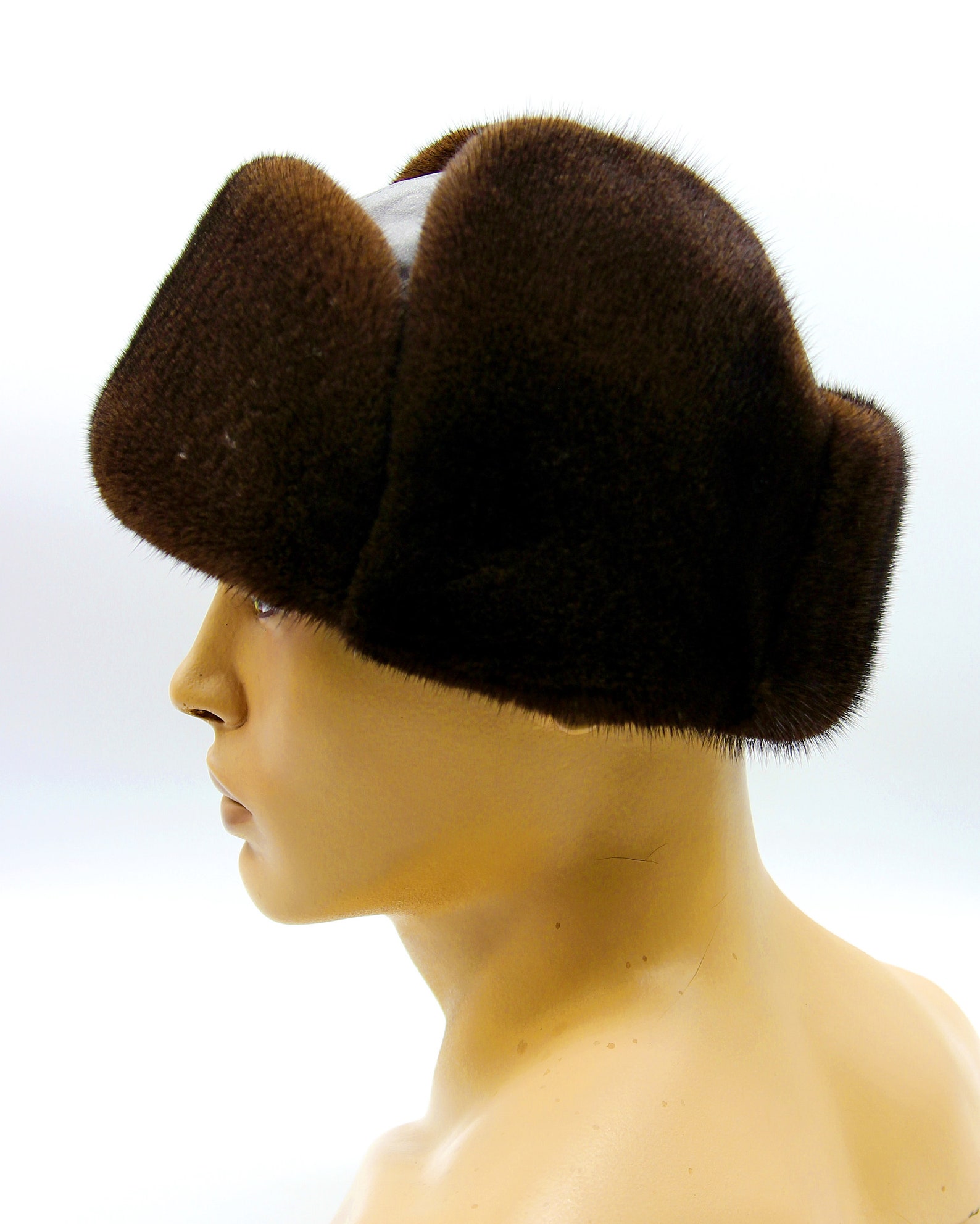 Fur Ushanka Men's Winter Hat of Mink and Leather - Etsy