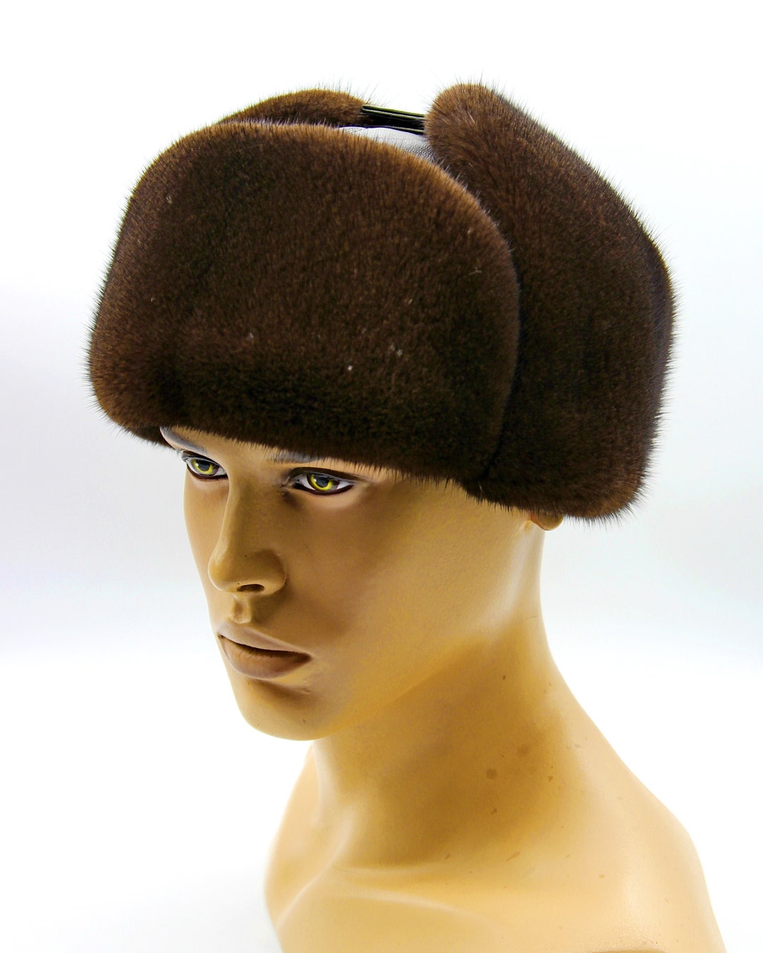 Fur Ushanka Men's Winter Hat of Mink and Leather - Etsy