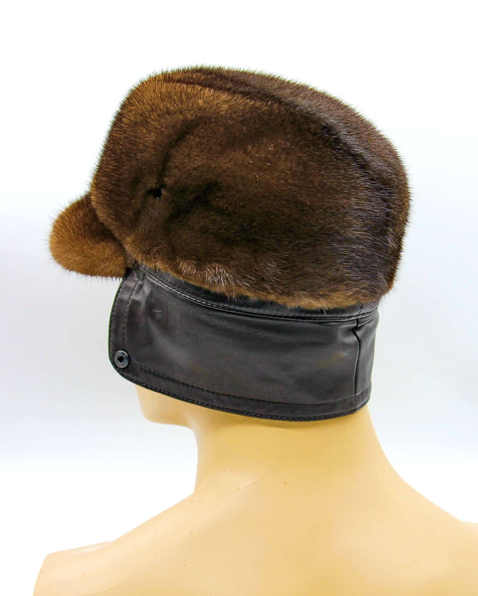 Classic Winter Men's Mink Fur Cap With Ears - Etsy