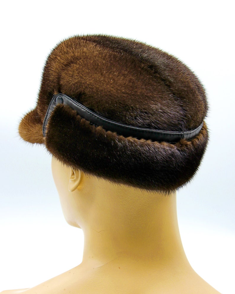 Classic Winter Men's Mink Fur Cap With Ears - Etsy