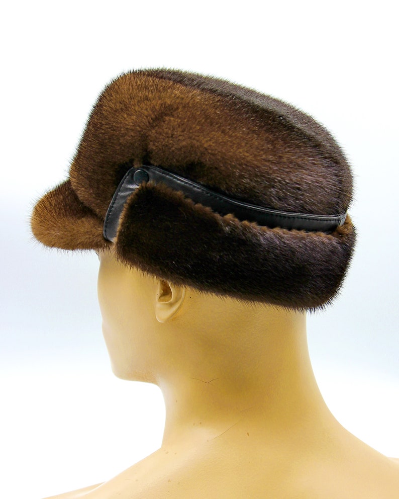 Classic Winter Men's Mink Fur Cap With Ears - Etsy