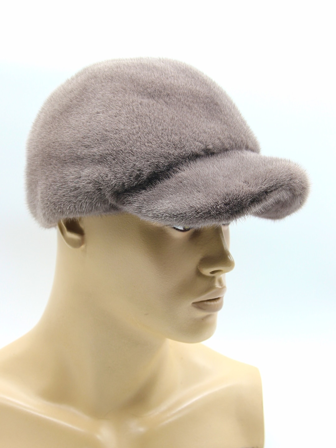 Mink Real Fur Baseball Cap Winter Hat Handmade Unisex Accessories Warm ...
