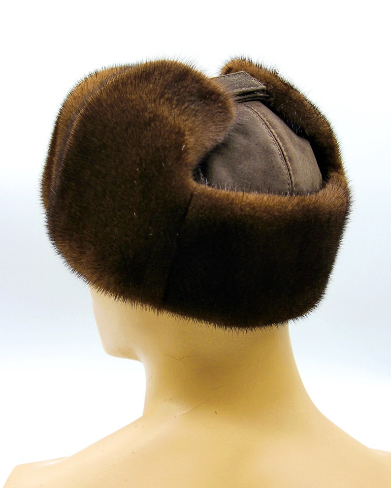 Mink Ushanka Men's Winter Hat of Fur and Suede - Etsy