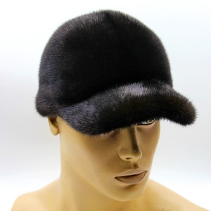 Mink Baseball Cap Black Mens Fur Winter Hat - Etsy