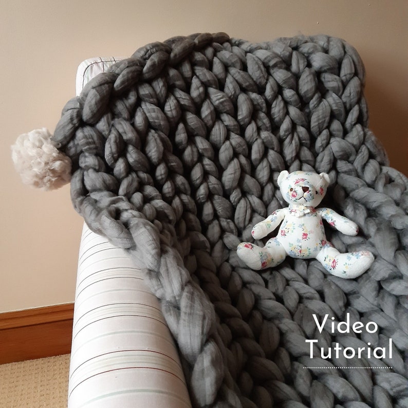 Arm Knitted Lap Blanket Tutorial Video - Etsy