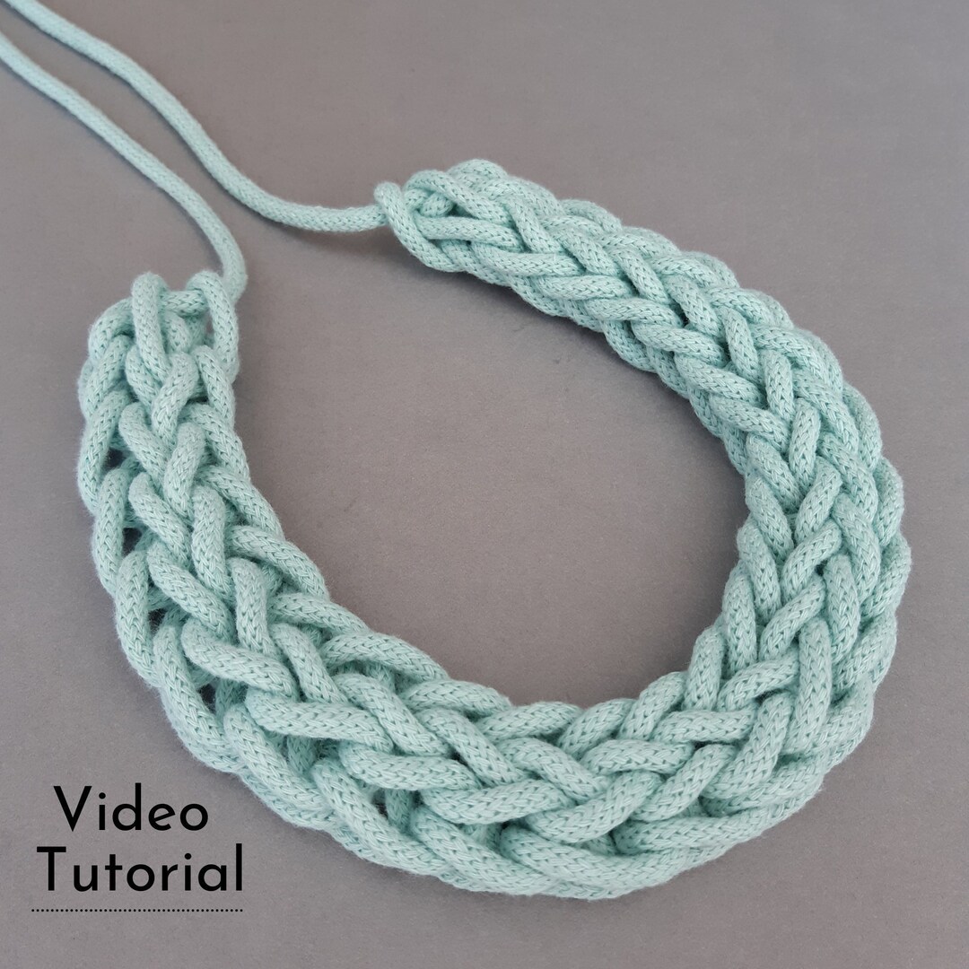 Knitted Necklace Tutorial Video - Finger Knitted Necklace Pattern - Etsy