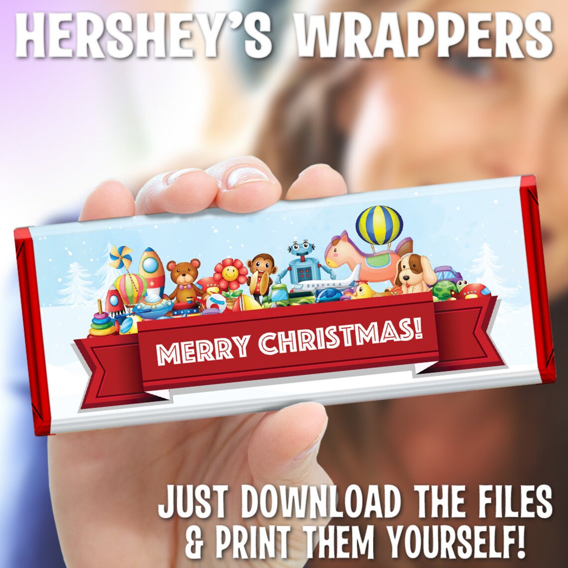 Christmas Hershey's Bar Wrappers Santa's Sleigh Candy | Etsy