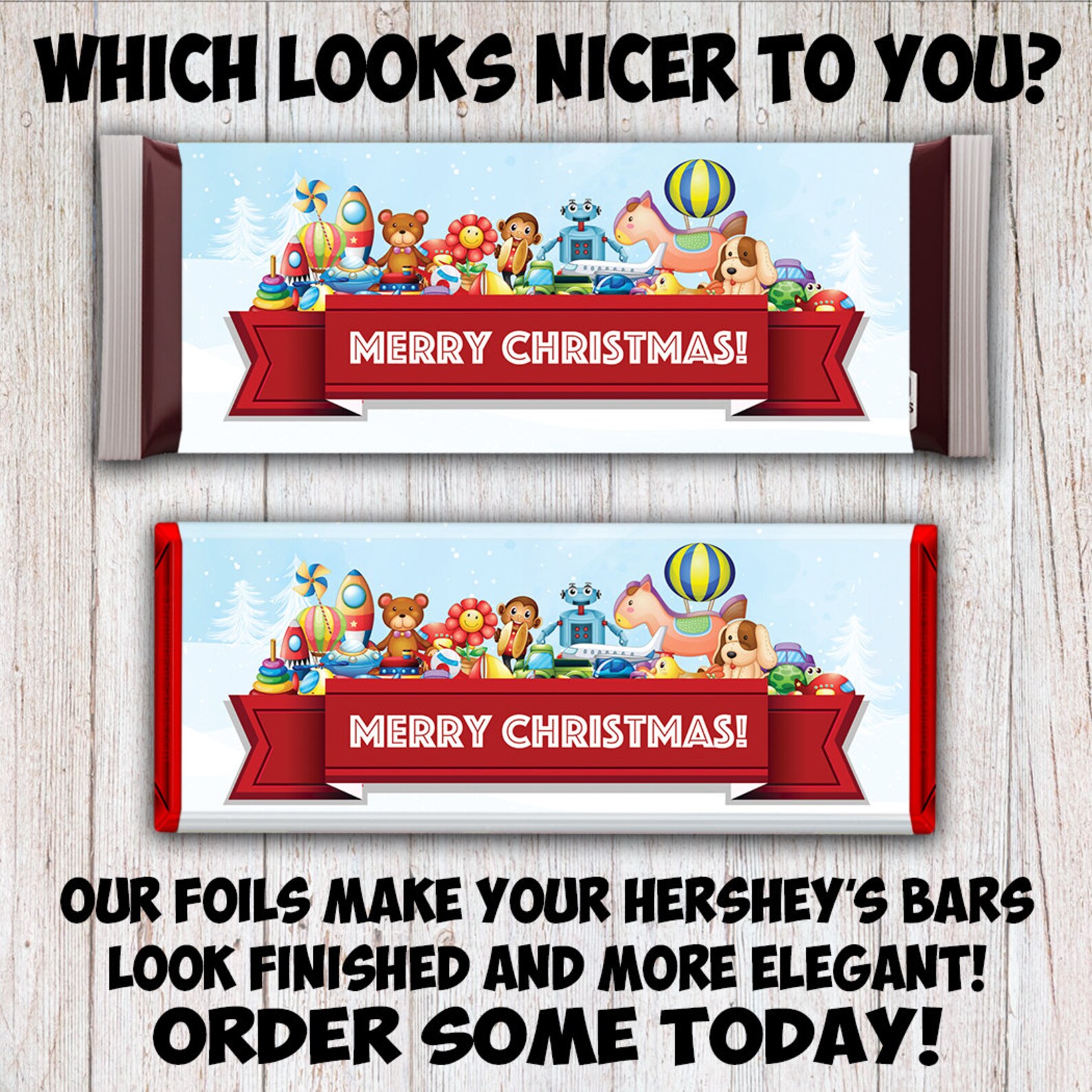 Christmas Hershey's Bar Wrappers Santa's Sleigh Candy | Etsy