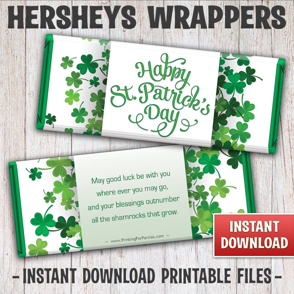 Printable St. Patrick's Day Candy Bar Wrappers St. - Etsy