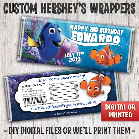 Finding Nemo Candy Bar Wrapper, Finding Dory Candy Bar Wrapper, Nemo ...