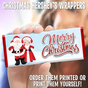 Santa & Mrs. Claus Merry Christmas Chocolate Candy Bar Wrappers ...