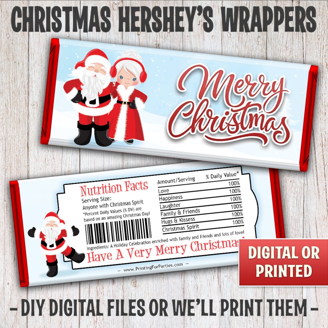 Santa & Mrs. Claus Merry Christmas Chocolate Candy Bar Wrappers ...