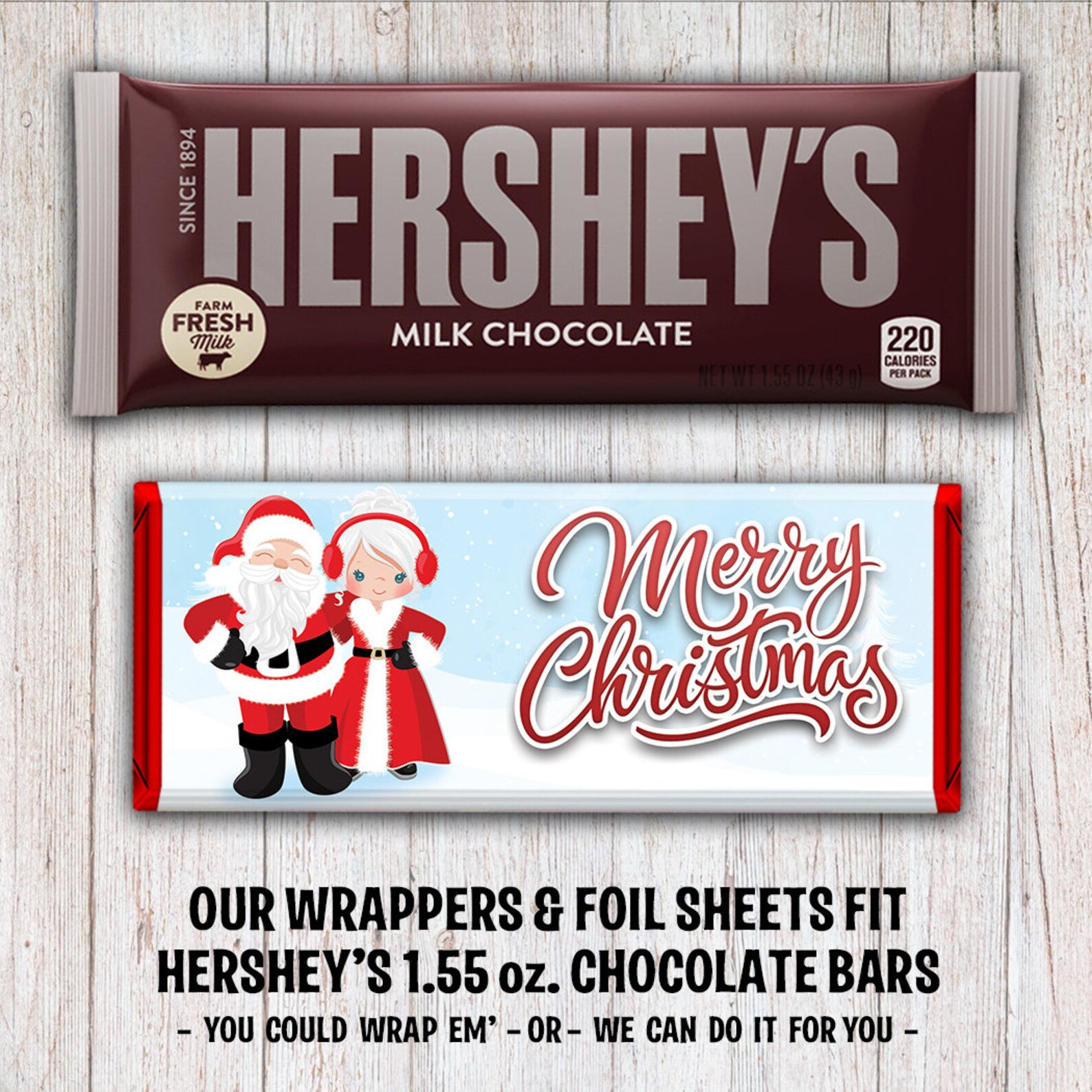 Santa & Mrs. Claus Christmas Hershey Bar Wrappers (digital Download) - Etsy