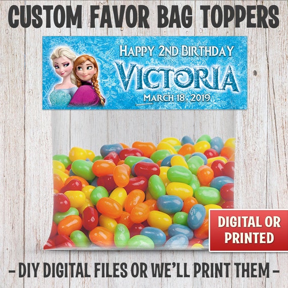 Personalized Elsa Anna Frozen Favor Party Bag Toppers For Birthday ...