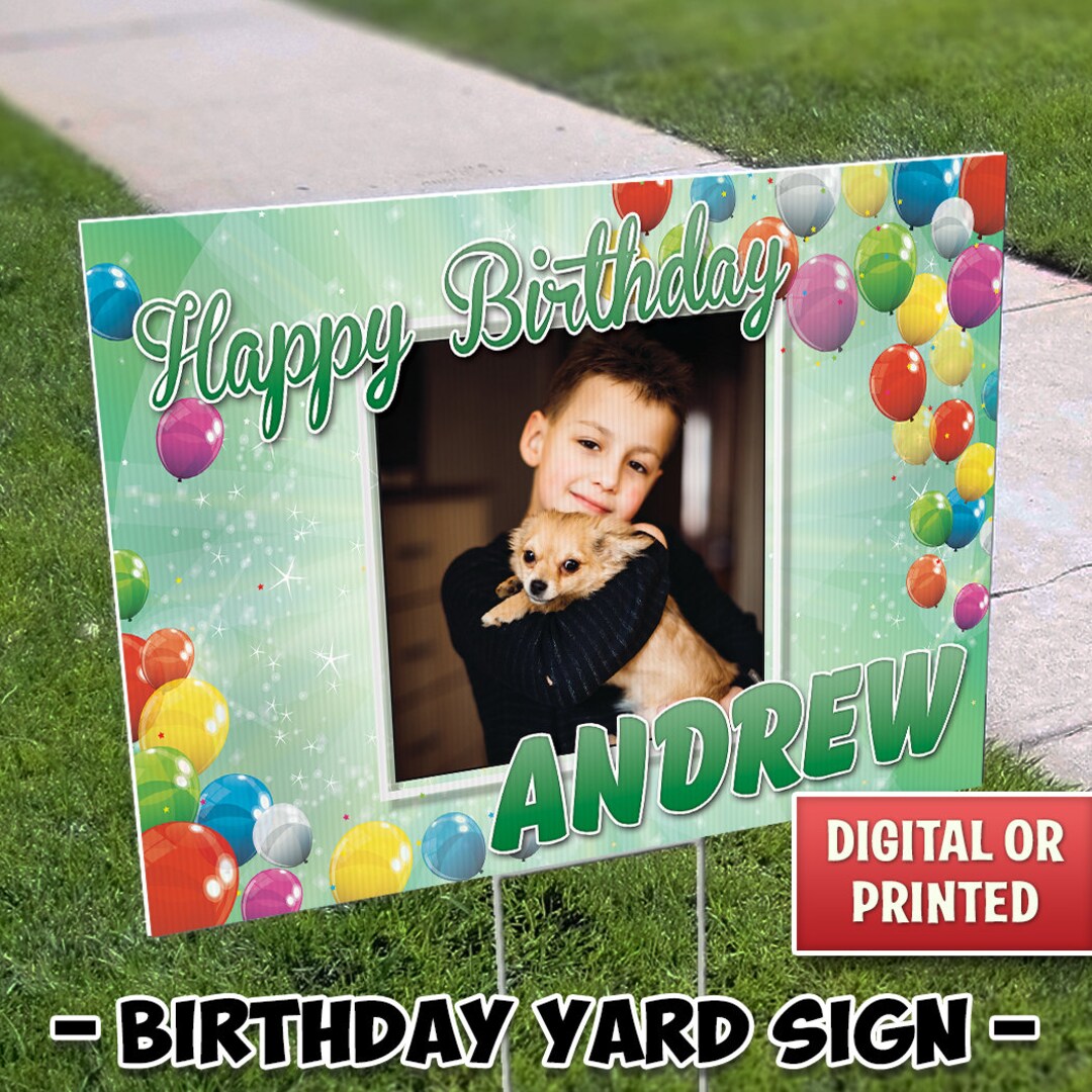 Personalized Photo Birthday Yard Sign: Outdoor Coroplast Sign (digital ...