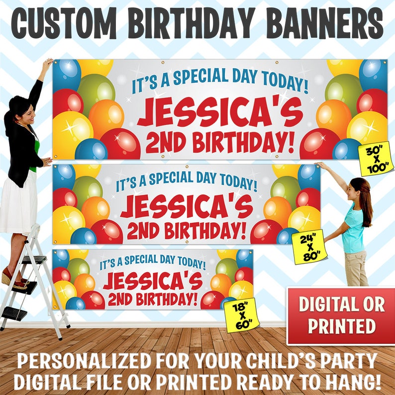 Custom Birthday Banner: Personalized Party Backdrop (digital or Printed ...
