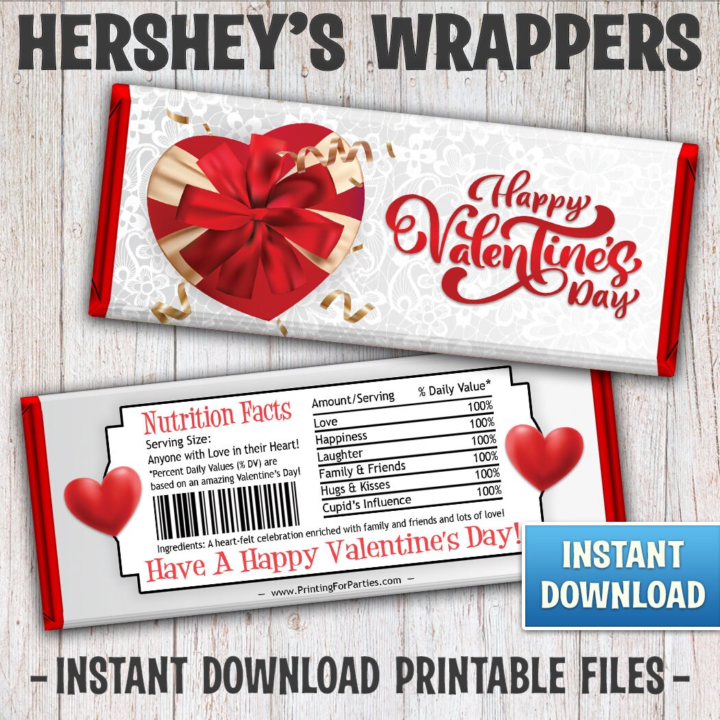 Valentine's Day Hershey's Bar Wrappers | Etsy