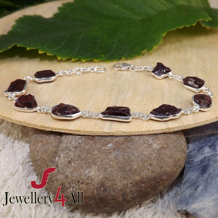 Garnet Bracelet 925 Silver Bracelet Raw Garnet Bracelet | Etsy