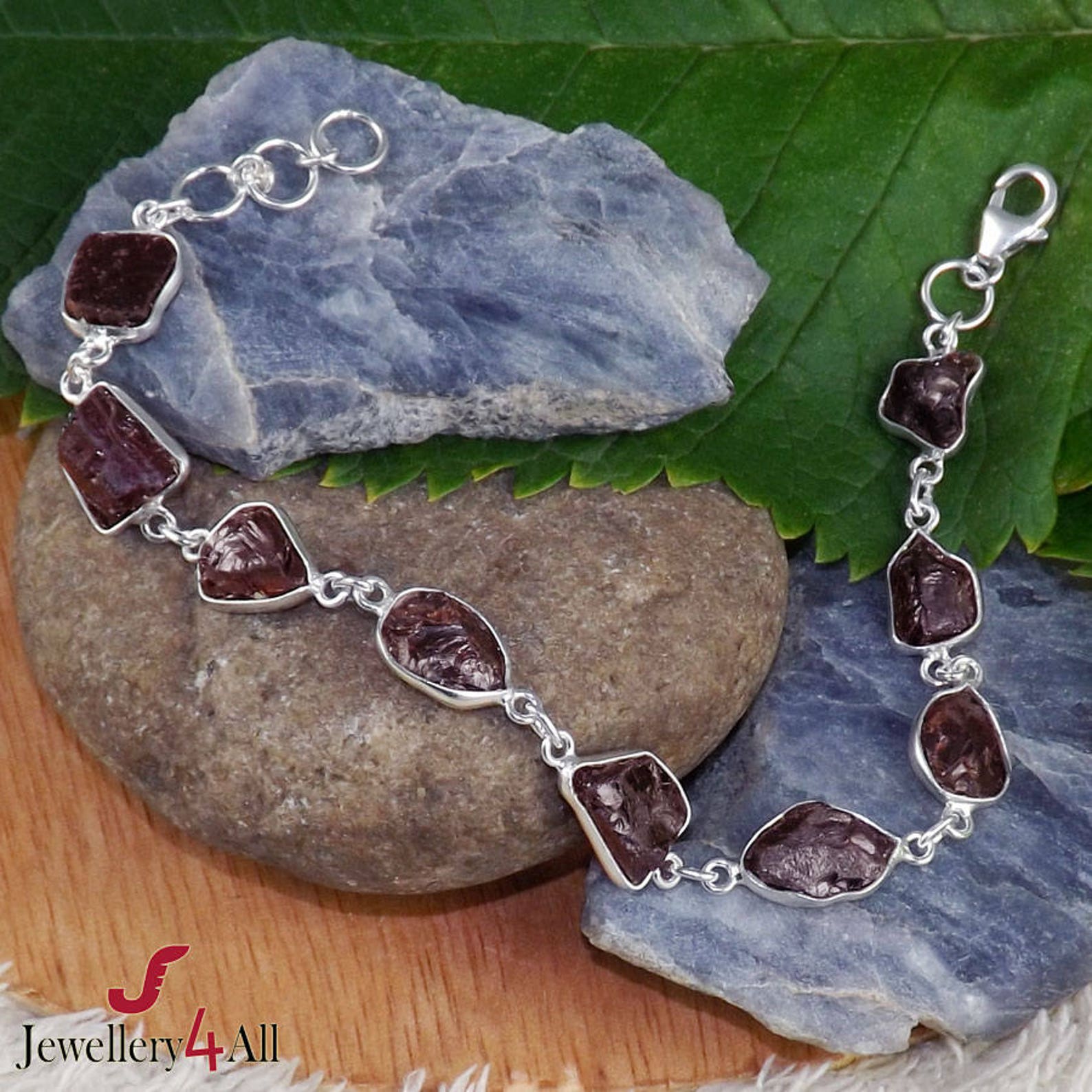 Garnet Bracelet 925 Silver Bracelet Raw Garnet Bracelet | Etsy