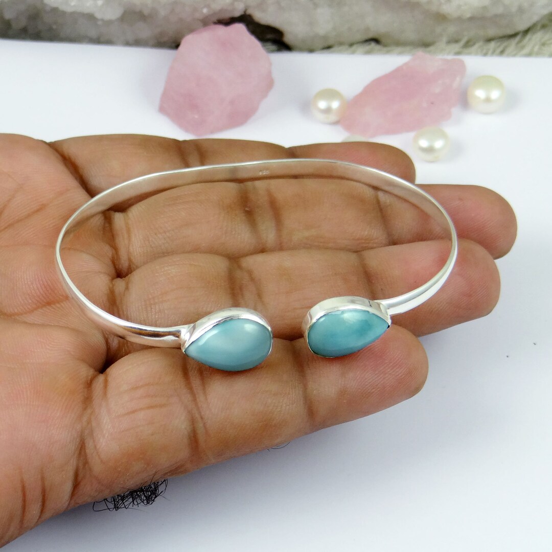 Larimar Bangle, Larimar Cuff Bangle, Handmade Bangle, 925 Sterling ...