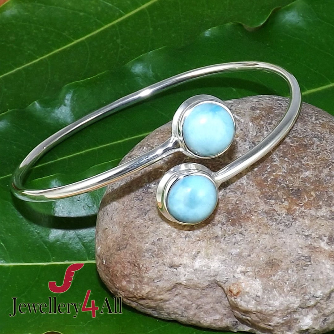 Larimar Bangle, Sterling Silver Bangle, Larimar Jewellery Women, 10mm ...