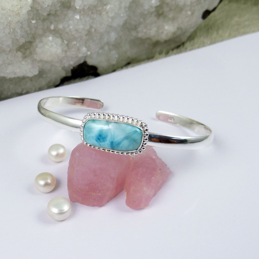 Larimar Bangle, Sterling Silver Bangle, Larimar Jewellery, Cuff Bangle ...