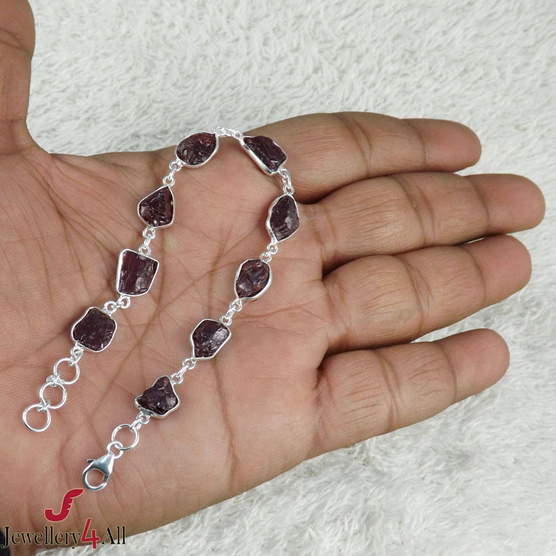 Garnet Bracelet 925 Silver Bracelet Raw Garnet Bracelet | Etsy