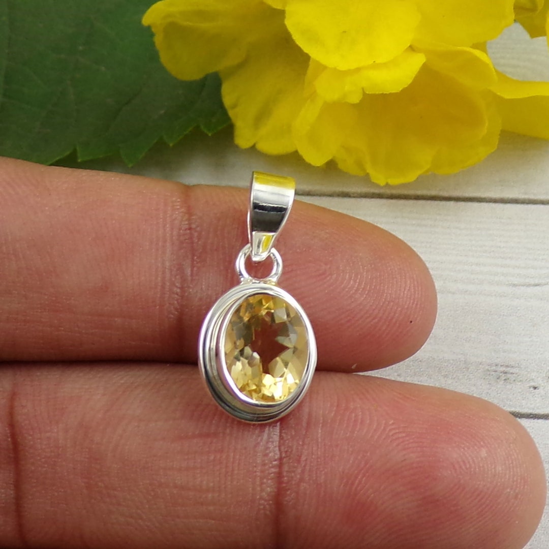 Real Citrine Pendant, Citrine Pendant, November Birthstone Month, 925 ...