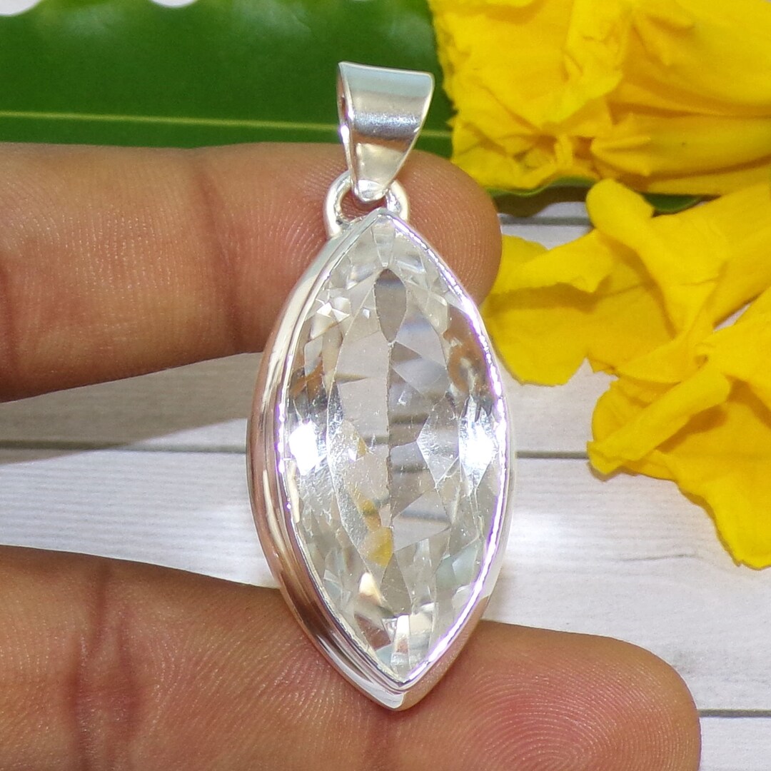 Huge Gemstone Pendant, Crystal Quartz Pendant Necklace, 925 Sterling ...