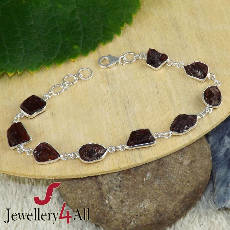 Garnet Bracelet 925 Silver Bracelet Raw Garnet Bracelet - Etsy