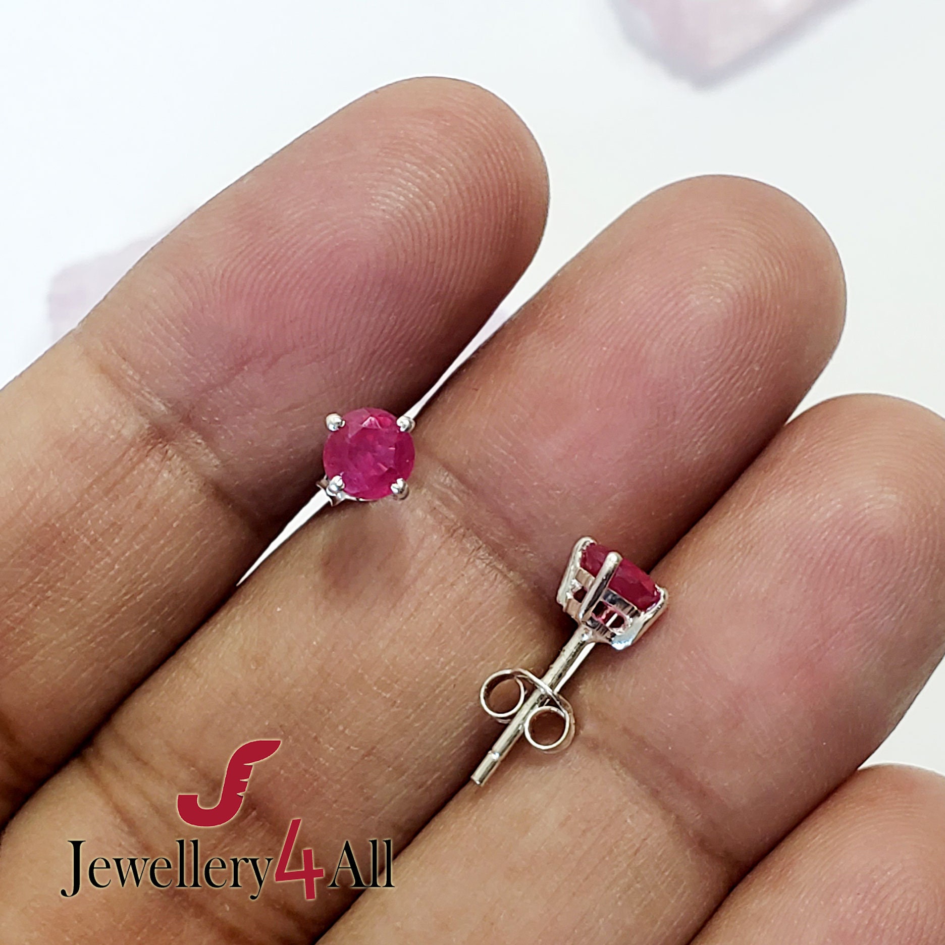 Natural Pink Ruby Stud Earring 925 Sterling Silver Earring - Etsy UK
