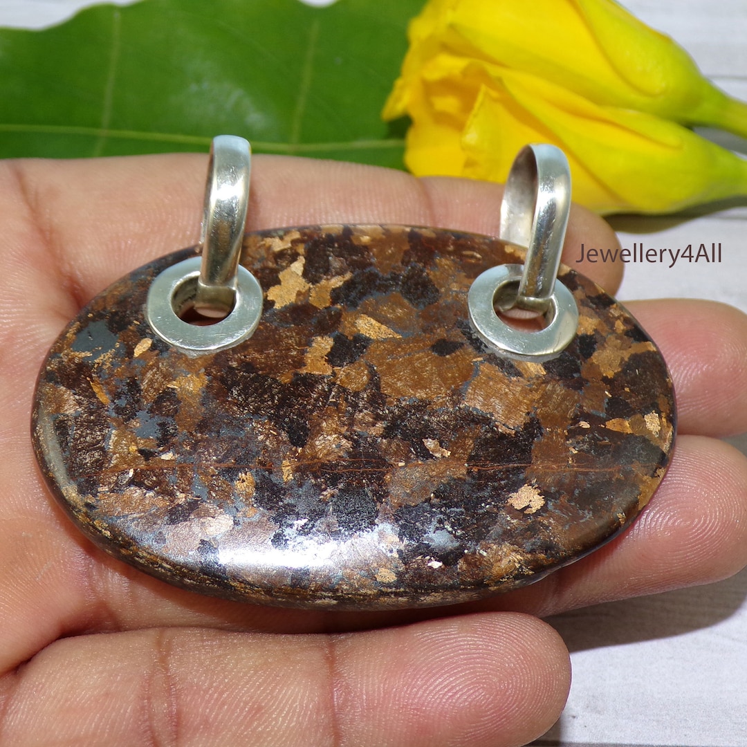 Huge Bronzite Pendant, Big Bronzite Pendant, 45x65mm Bronzite Jewelry ...